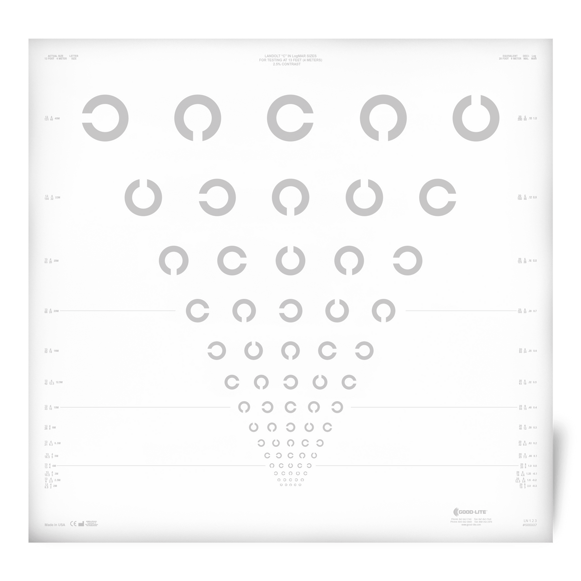 2.5% Landolt "C" Chart for 13 feet (4 meters) – Good-Lite Co