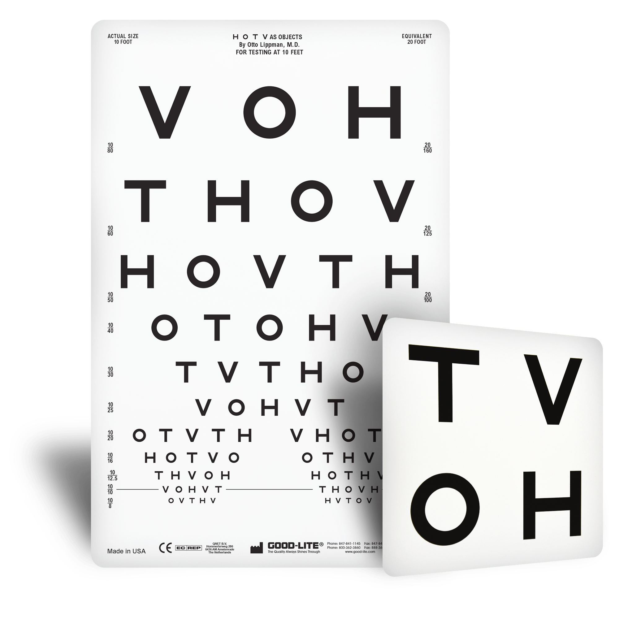 HOTV Pediatric Eye Chart for Illuminated Cabinet